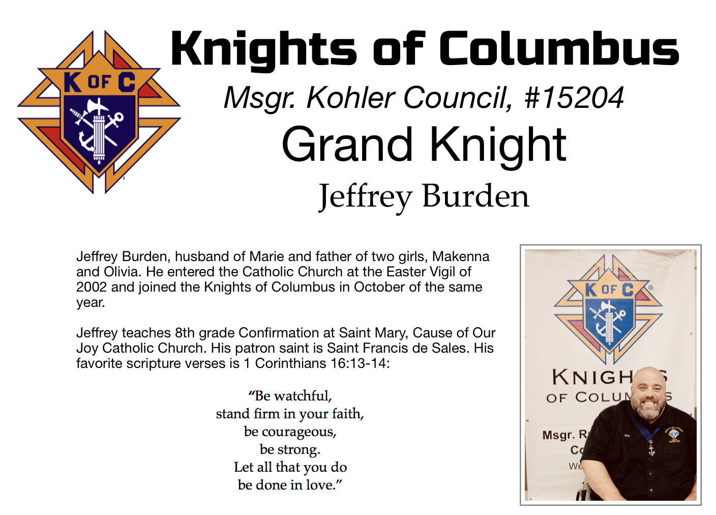 Grand Knight – Knights of Columbus